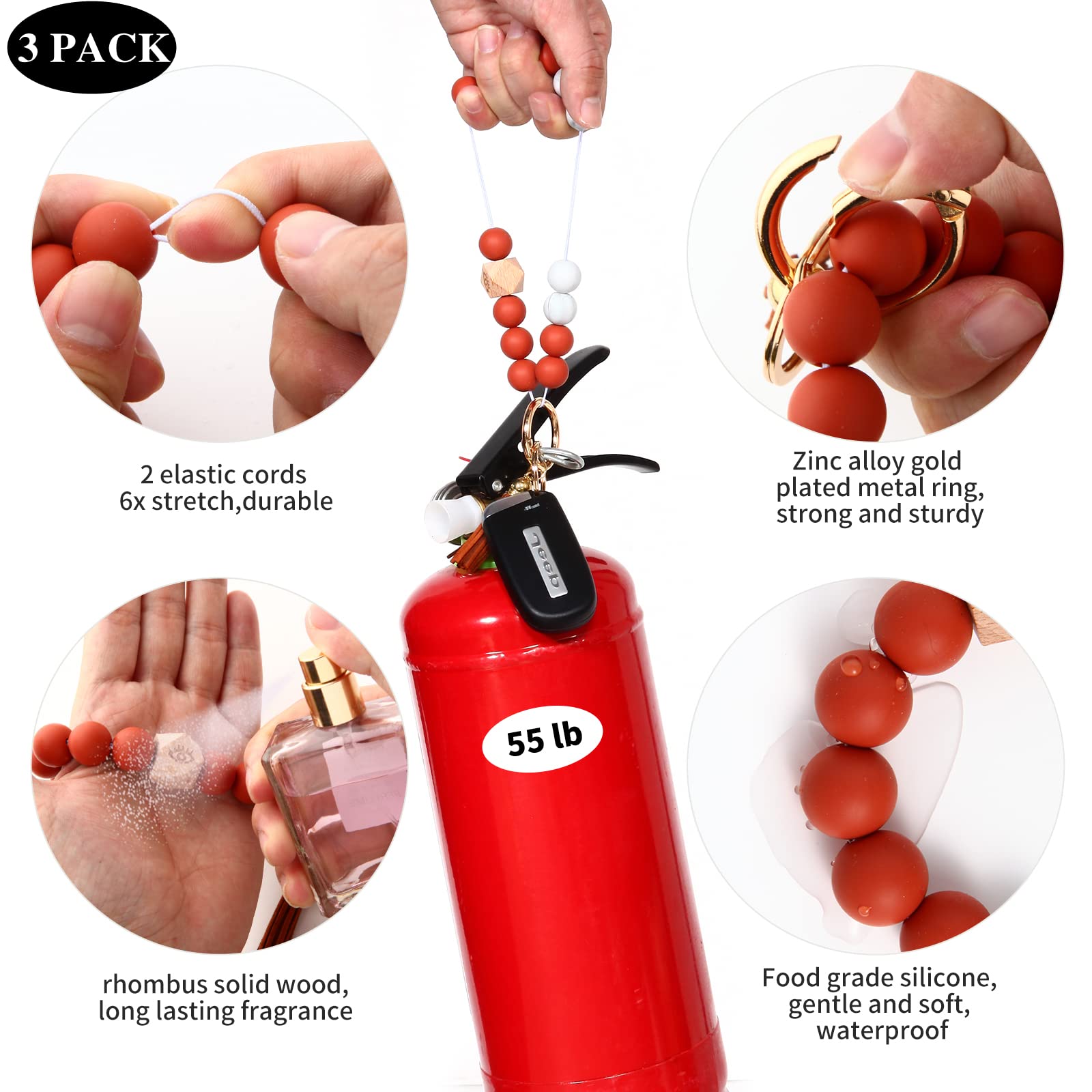 QfungYe Silicone Wristlet Keychains Key Ring Bracelets Wristlet Keychain Tassel For Women