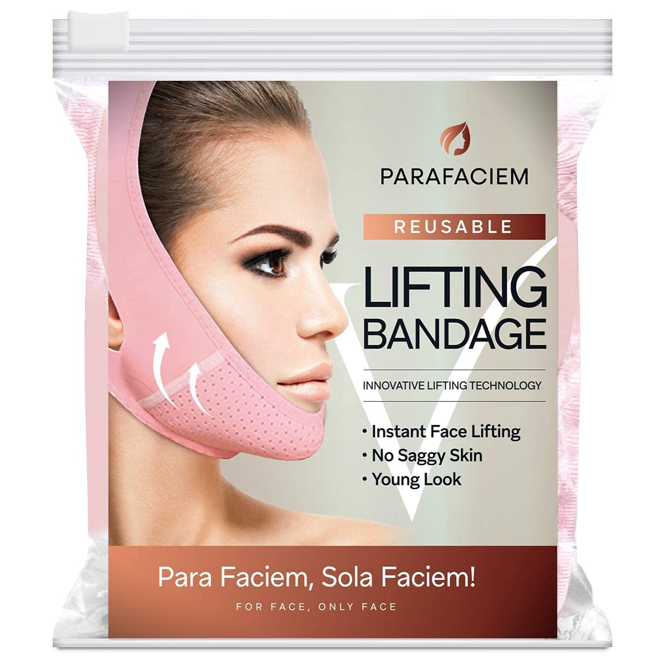 Reusable V Line Mask Facial Slimming Strap - Double Chin Reducer - Chin Up Mask Face Lifting Belt - V Shaped Slimming Face Mask (2PCs), Pink…