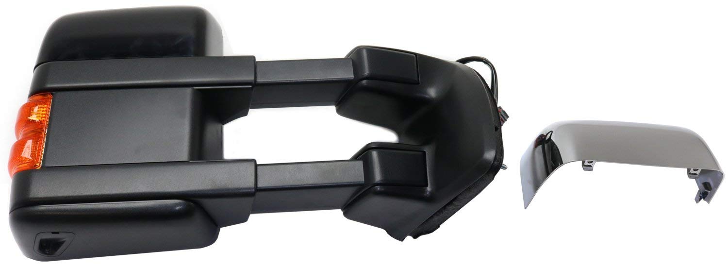 Kool Vue Passenger Side Power Heated Towing Mirror for Ford F-250 Super Duty F-350 Super Duty 2011-2016 Power Fold With Signal Light & Memory; Without Blind Spot Light Auto Extend with 2 Caps