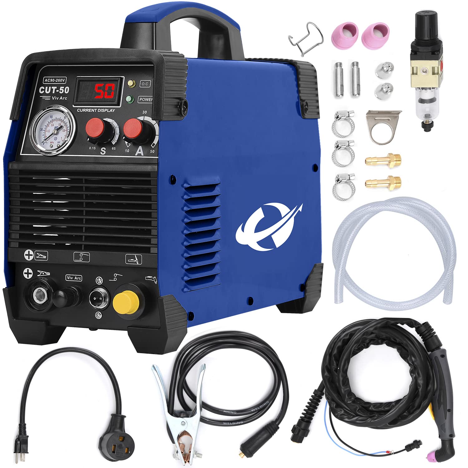 Plasma Cutter, 50A Non-Touch Pilot Arc Inverter DC Inverter 120/240V Dual Voltage Cutting Machine With Intelligent Digital Display With Free Accessories