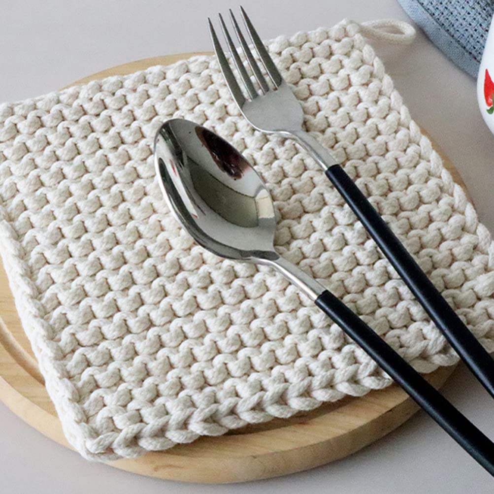 OSALADI Japanese Pot Holders Crochet Woven Hot Dishes Pans Mat Weave Cotton Trivets for Hot Dishes Hot Pot Holders ( 19CM )