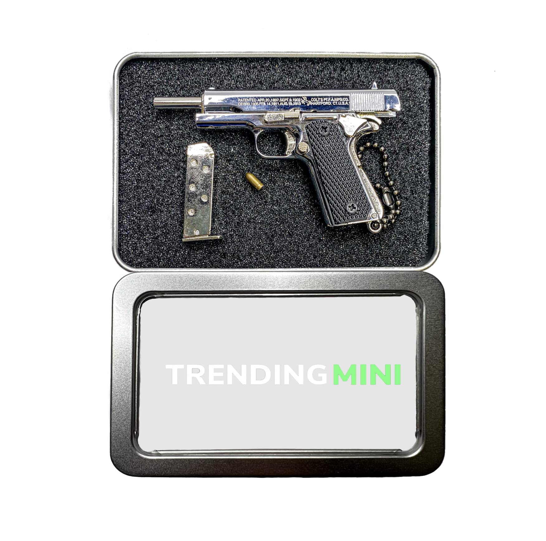 OFFICIAL Mini Keychain 1911 Coyote M1911 Keychain Accessory For Keys,1911 Pistol Key Ring (STAINLESS SILVER)