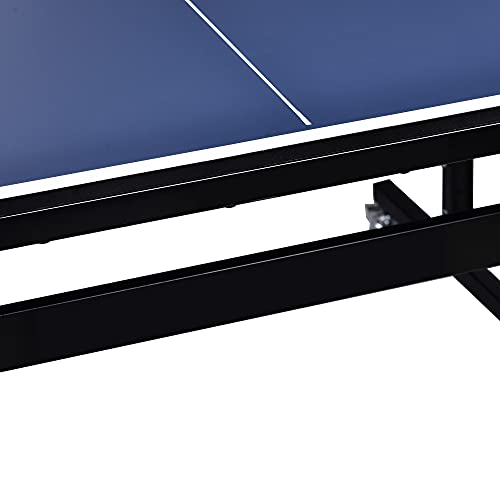 LASBAK Top Ping Pong Table-Ping Pong Net Included - Foldable Table - Playback Mode Game Table for Single Player Use - High Durability Frame and Surface (Blue)