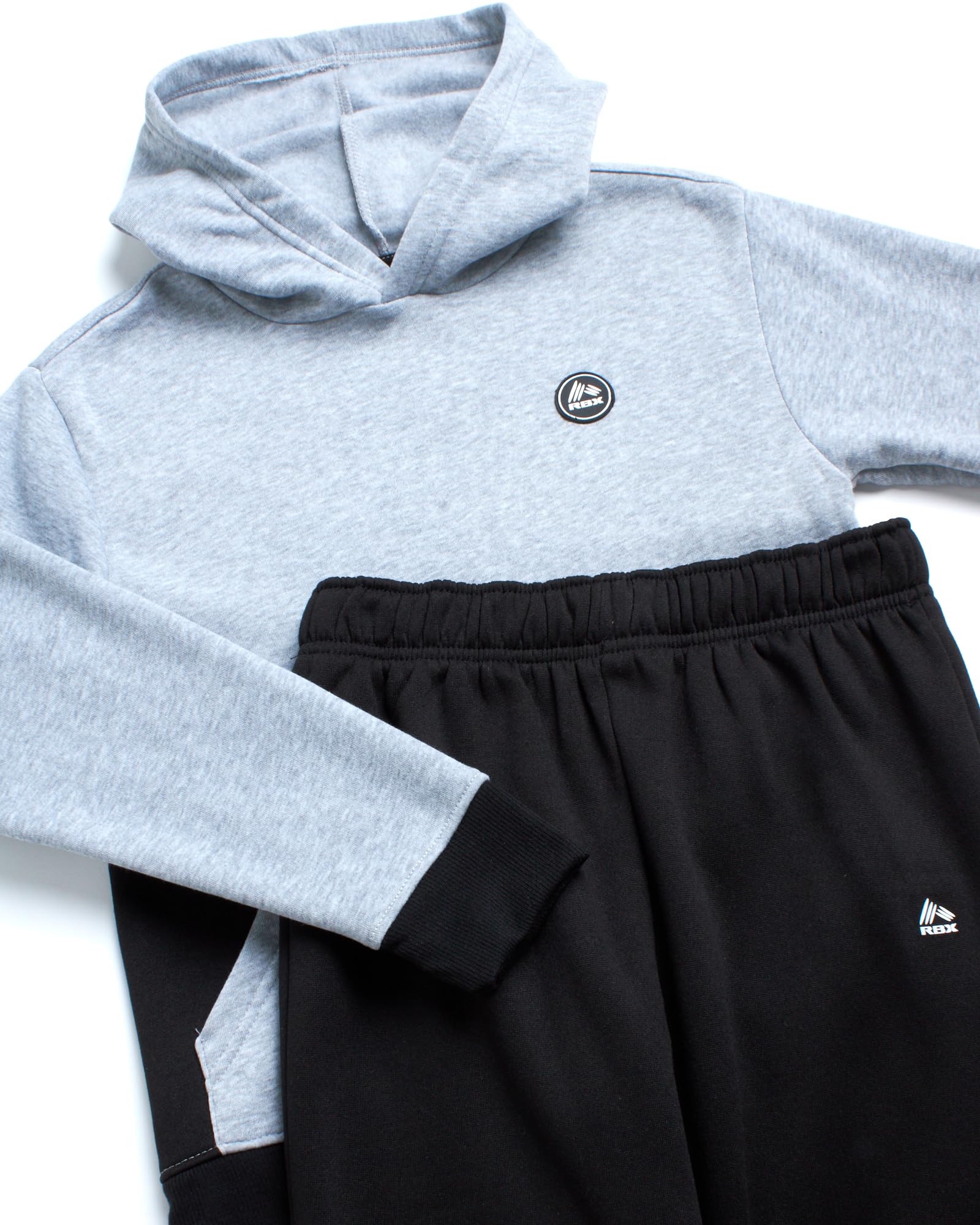 RBX Boy's Jogger Set - 2 Piece Fleece Sweatsuit Kids Clothing Set (Size: 4-12), Size 10, Black/White