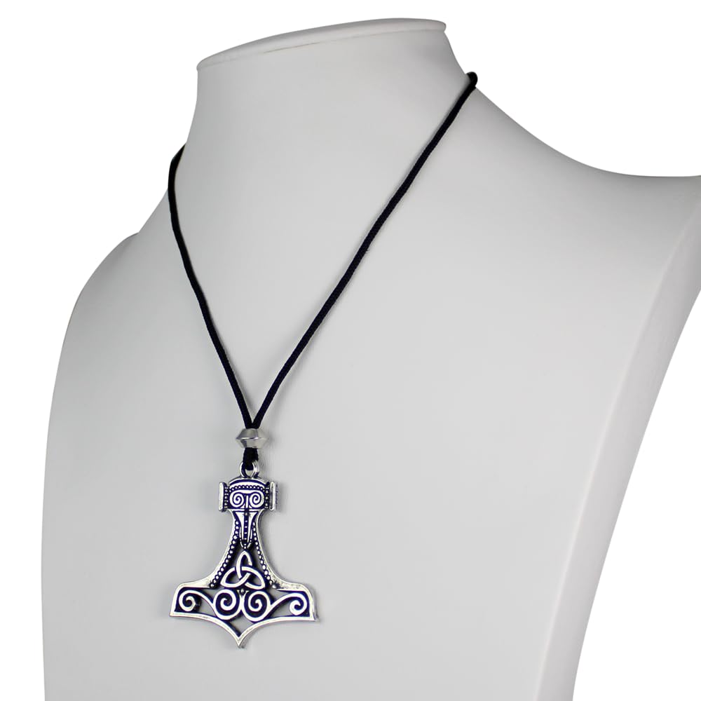 Large Thor's Hammer Necklace Mjolnir Pendant - Pewter Norse Jewelry