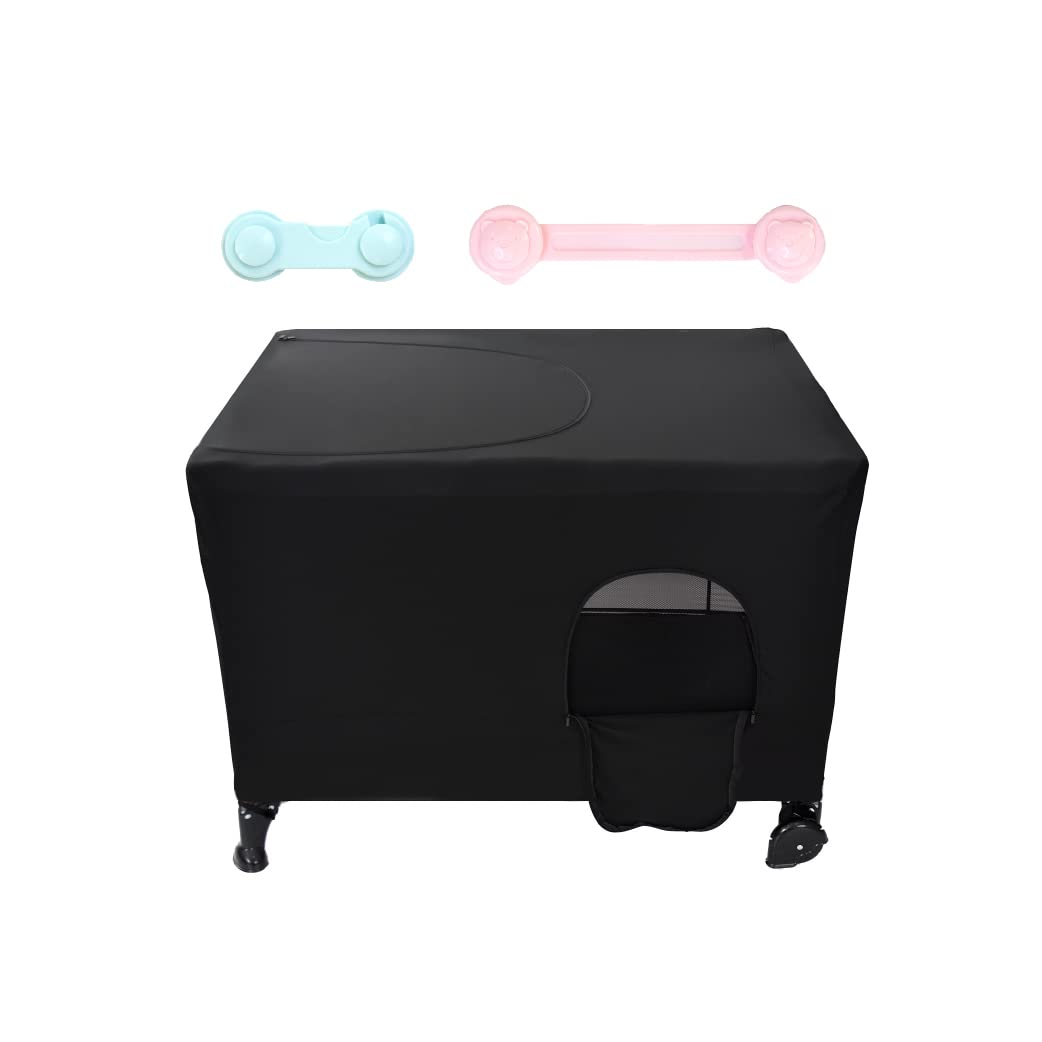 TOP DRAWER BRITISH - Premium Pack N Play Blackout Canopy Tent - Travel Accessories for Crib Cover - with 2 Baby Safety Locks