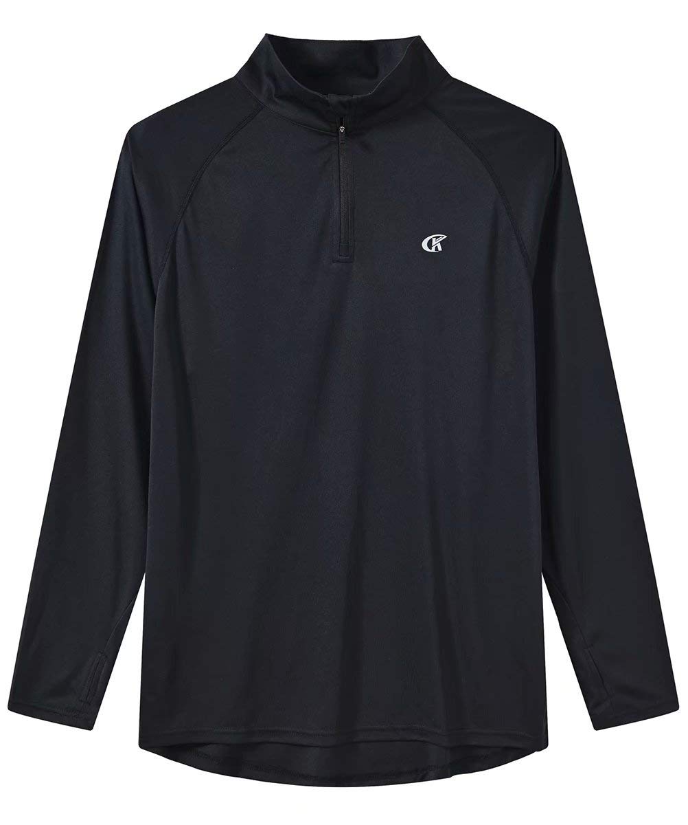Mens Outdoor Athletic Shirts UPF 50+ UV Sun Protection Long Sleeve T-Shirt Black Medium