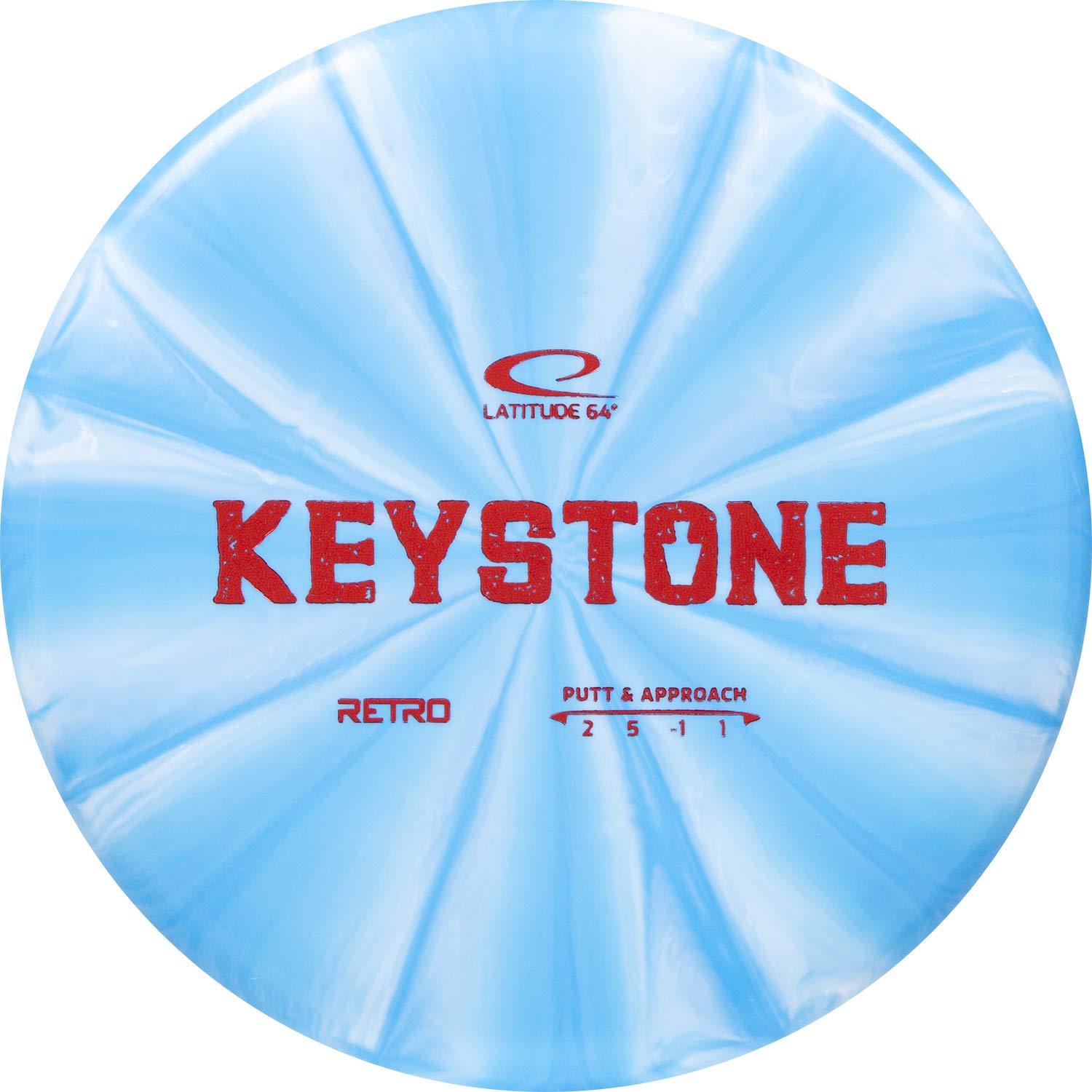 Latitude 64 Retro Burst Keystone Disc Golf Putter, Interactive Family Outdoor Games, Men and Women Frisbee Golf Putt & Approach Disc, 175g+, Red