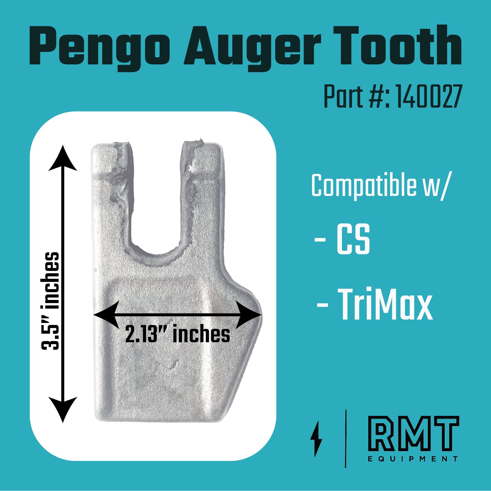RMT Equipment Steel Gage Auger Bit Tooth 140027 for Pengo - Dirt, Sand, & Silt (Pack of 4)