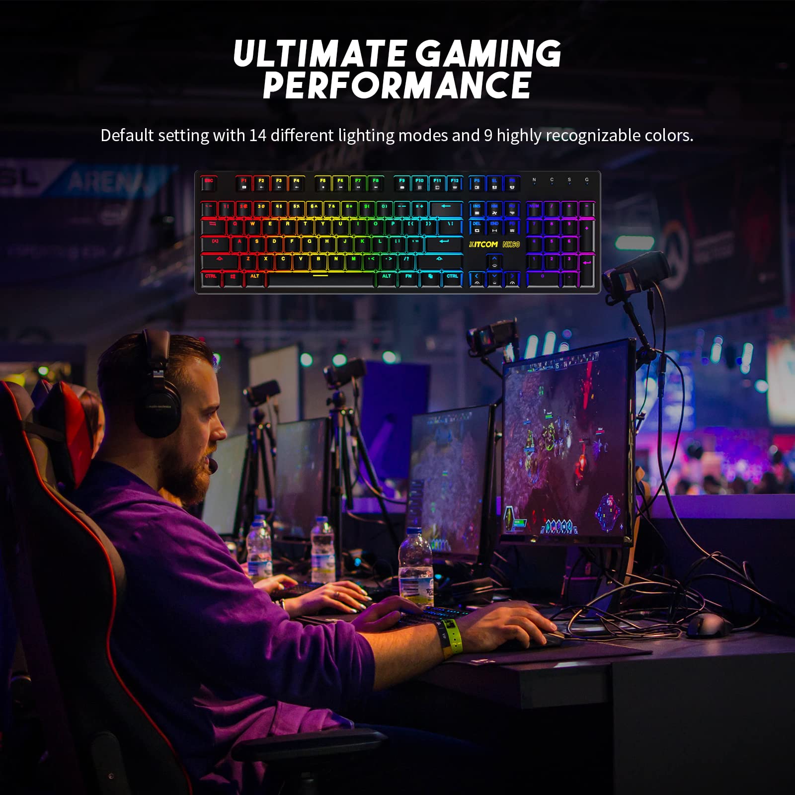 PC Gaming Keyboards RGB Backlit Mechanical Keyboard ABS keycap Programmable Macro Detachable USB-C Wired Keyboard for Windows PC (104 Keys Brown Switch)