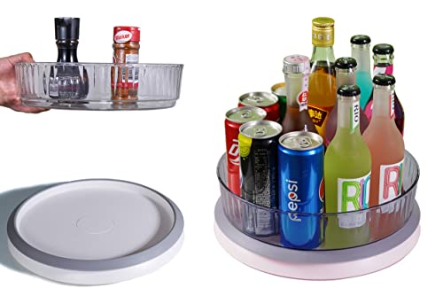 Lazy Susan Organizer, Upgraded 11.3" Clear Lazy Susan Turntable for Cabinet Table, Countertop Fruit Basket, Spice Rack Organizer, Snack Organizer, Spinning Makeup Organizer, Bathroom Etc (1 Pack)