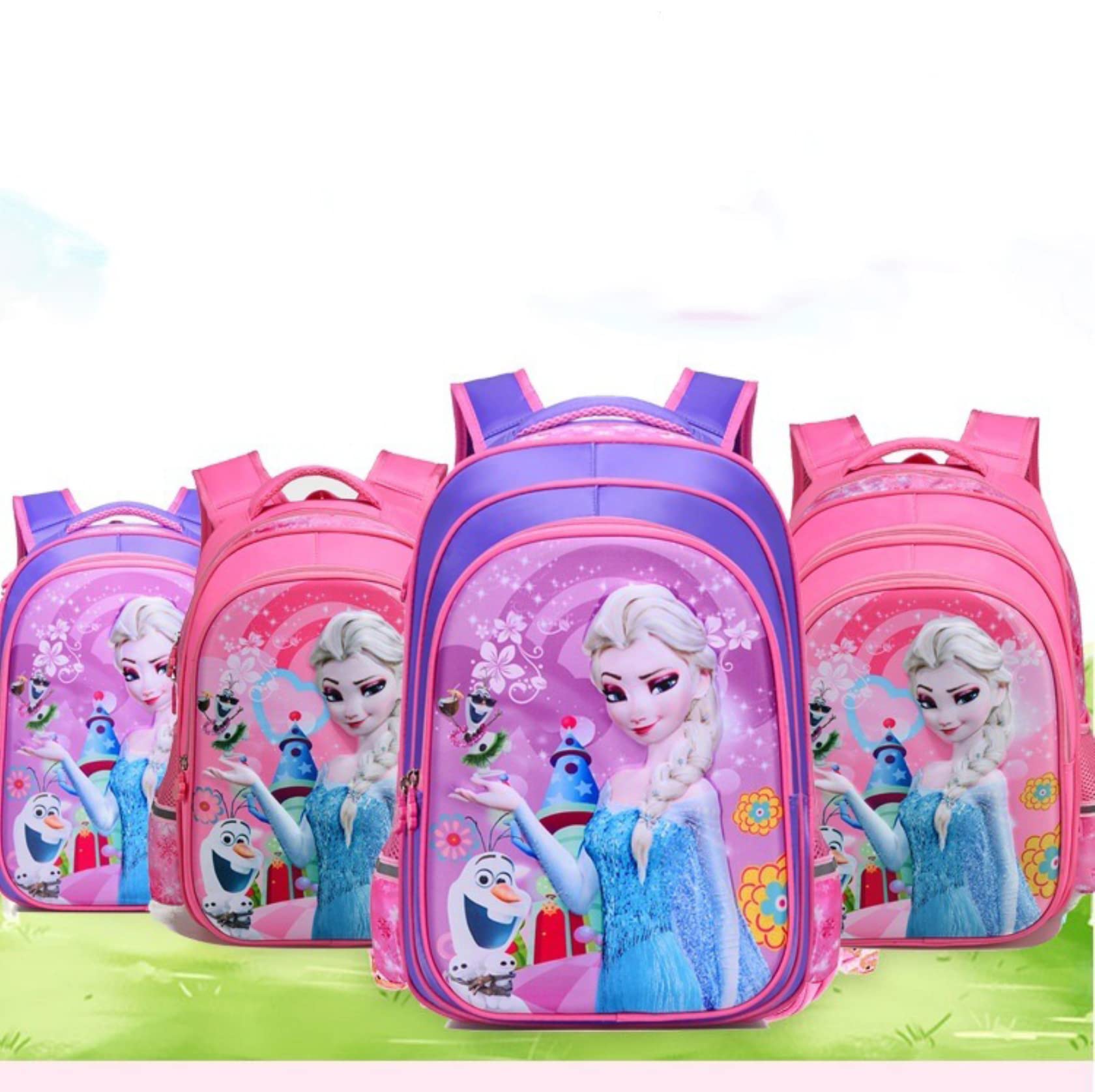 MJUNBOBU Kid Girls Backpack 16 Inch Anime Comic Cartoon School Daypack Children Kindergarten Primary School Backpack (Pink)