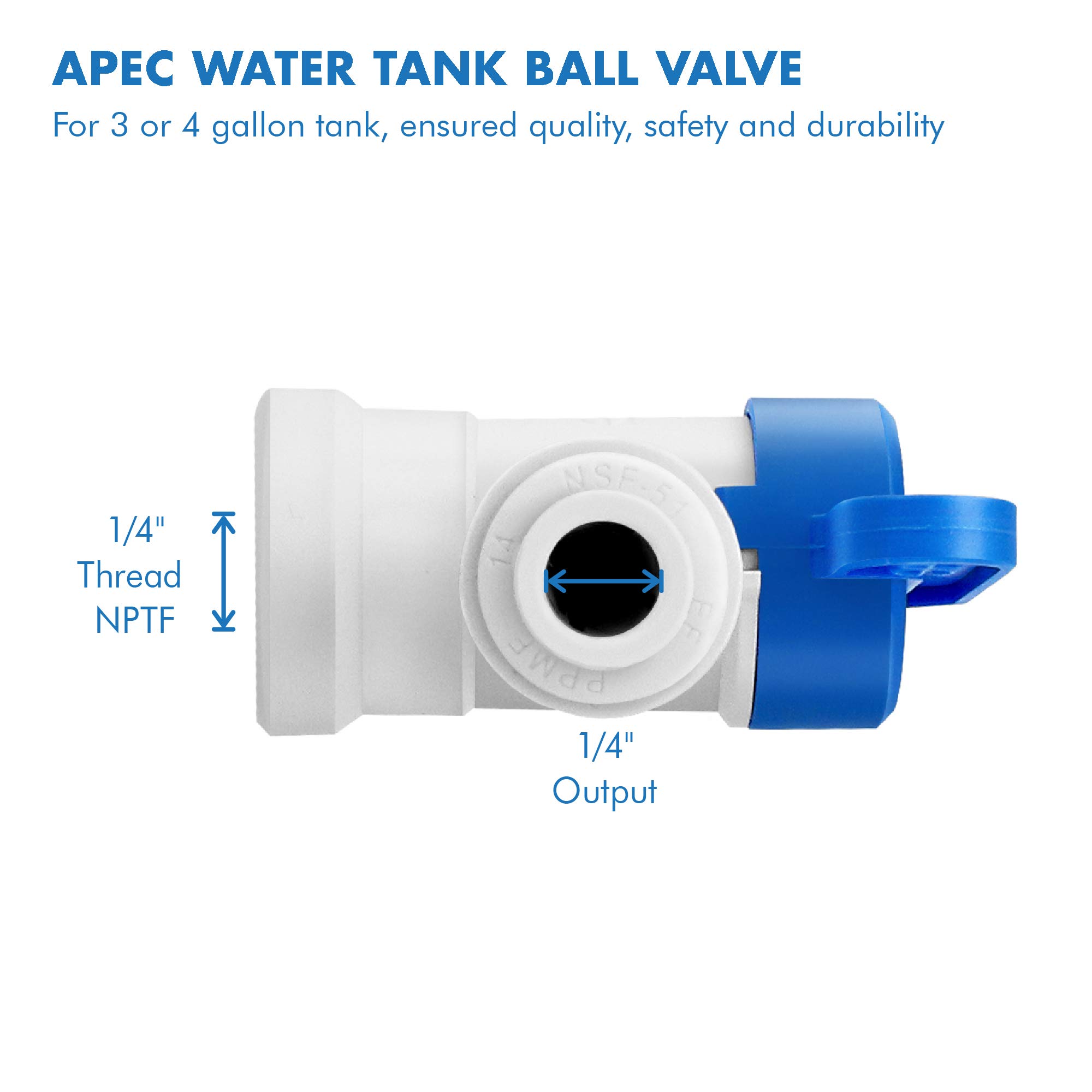 John Guest Polypropylene Tank Ball Valve - PPSV500822WP (1/4" Tube OD x 1/4" Thread NPTF)