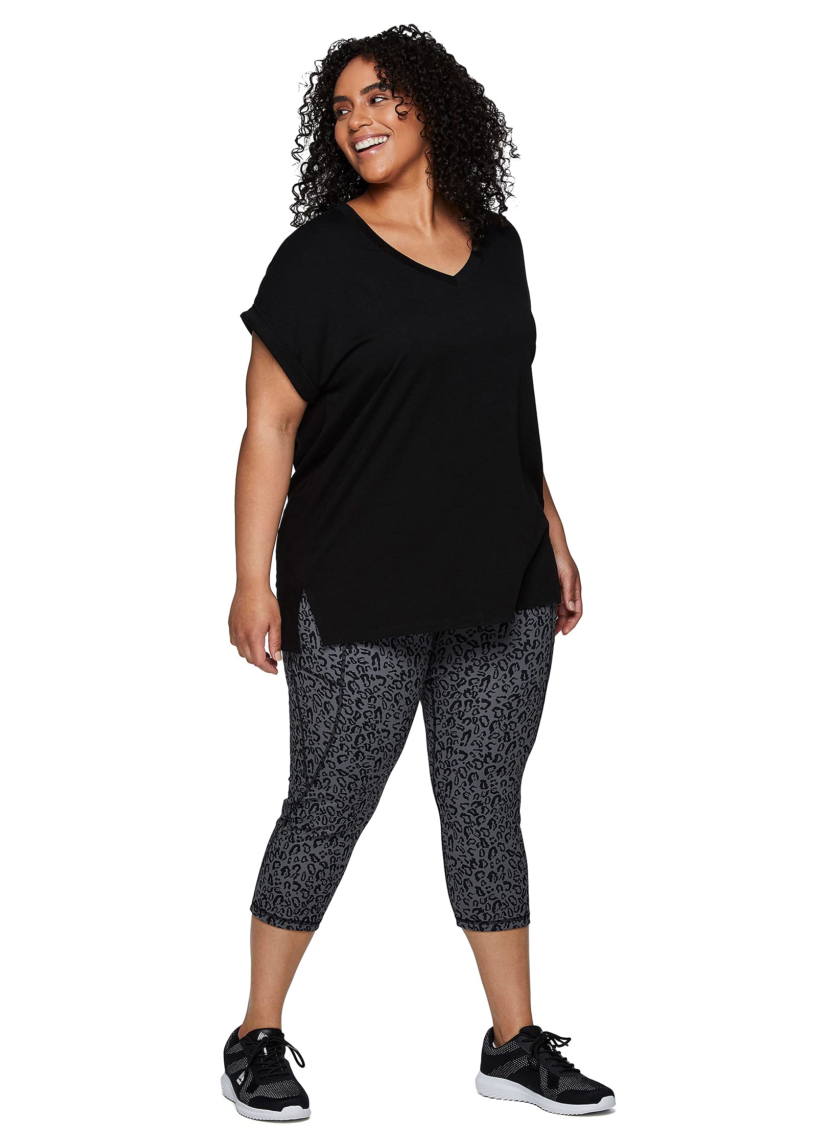 RBX Women's Plus Size Relaxed Fit Tunic Tee Yoga Top French Terry Smoke Sage 2X