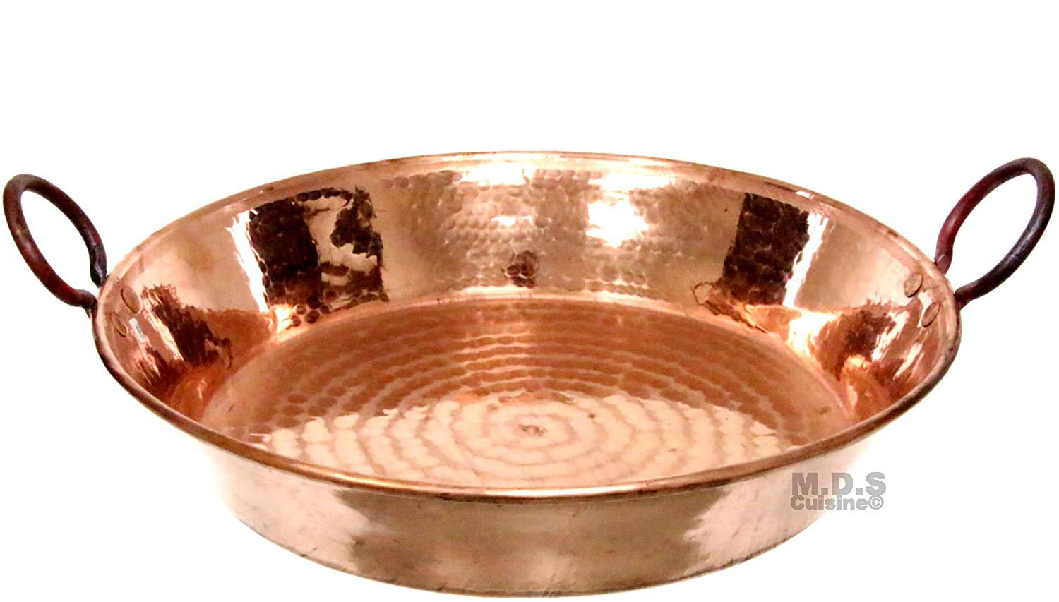 Paella Pan 17" Paellera de Cobre Spain España 100% Pure Hammered Hand-made Artisan Copper Classic Traditional Seafood Marisco Cazo
