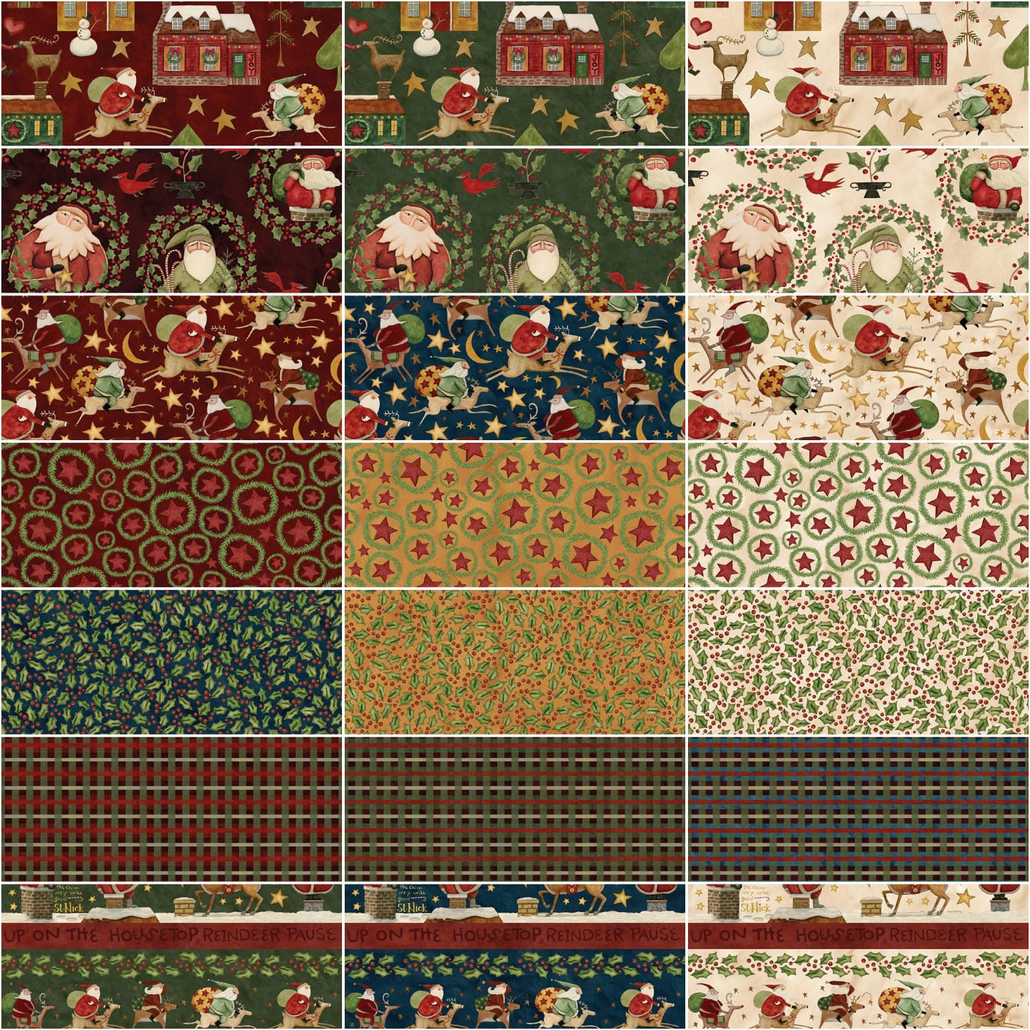 Teresa Kogut Up on The Housetop 5" Stacker 42 5-inch Squares Charm Pack Riley Blake 5-14730-42