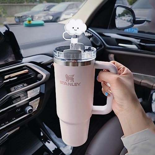 YAYAYOUNG 2 Pcs Straw Covers Cap Toppers Compatible with Stanley 30&40 oz Tumbler Cups,Reusable Cute Silicone Straw Tips Lids Protectors for 0.4 in/10mm Stanley Cups Straws Accessories