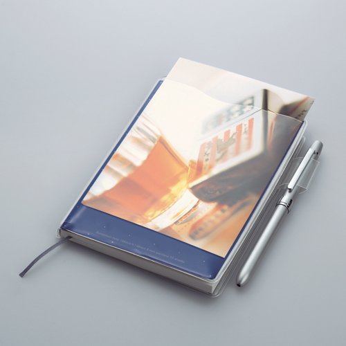 Kokuyo A6 Notebook Clear Cover with a Pen-Holder and a Front Pocket, Transparent Waterproof Plastic Sleeves, Japan Import (NO-BUC1T)