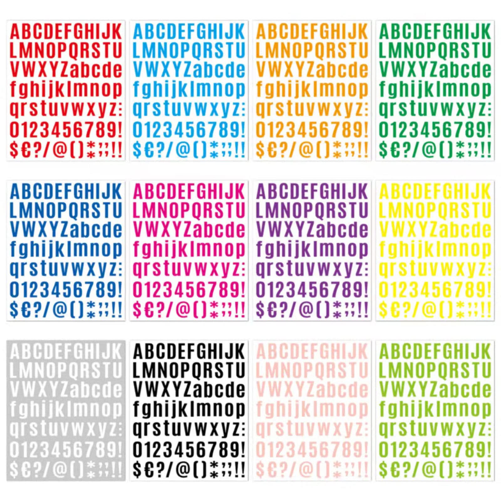 TBONTBY 12 Sheets Self Adhesive Letters Numbers Kit, Alphabet Number Stickers, Decals for Mail Box, Address Number, Cards, Water multicolor 1inch