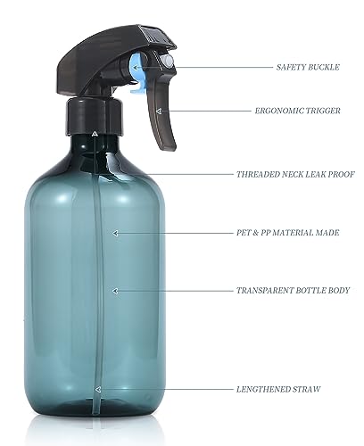 Yebeauty Plant Mister Spray Bottle, 2Pcs 17oz 500ml Fine Mist Plant Atomizer Watering Sprayer Bottle for Gardening Cleaning Solution with Top Pump Trigger Water, Clear Blue