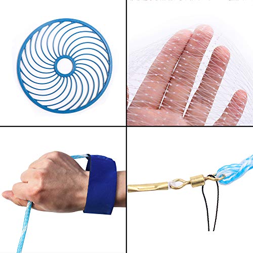 Lawaia Throw Net Saltwater Fishing Cast Net Fishing Cast Net Casting Nets Throw Cast Net Hand Throw Fishing Nets,Size 4FT/5FT/6FT/7FT/8FT/9FT/10FT/11FT/12FT Radius Monofilament-7FT
