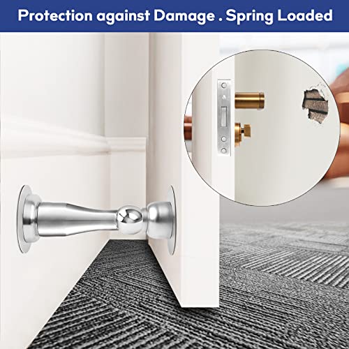 Magnetic Door Stop, Direct mounting Without Turning Holes,Magnetic Door Stoppers for Bottom of Door, Protect The Door from Collision When Opened (Silver 1)