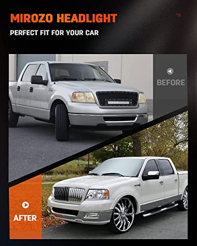 MIROZO For F-150 Headlights from Headlamps Assembly Set for Ford for F-150 2004 2005 2006 2007 2008 Chrome Housing Amber Reflector Clear Lens