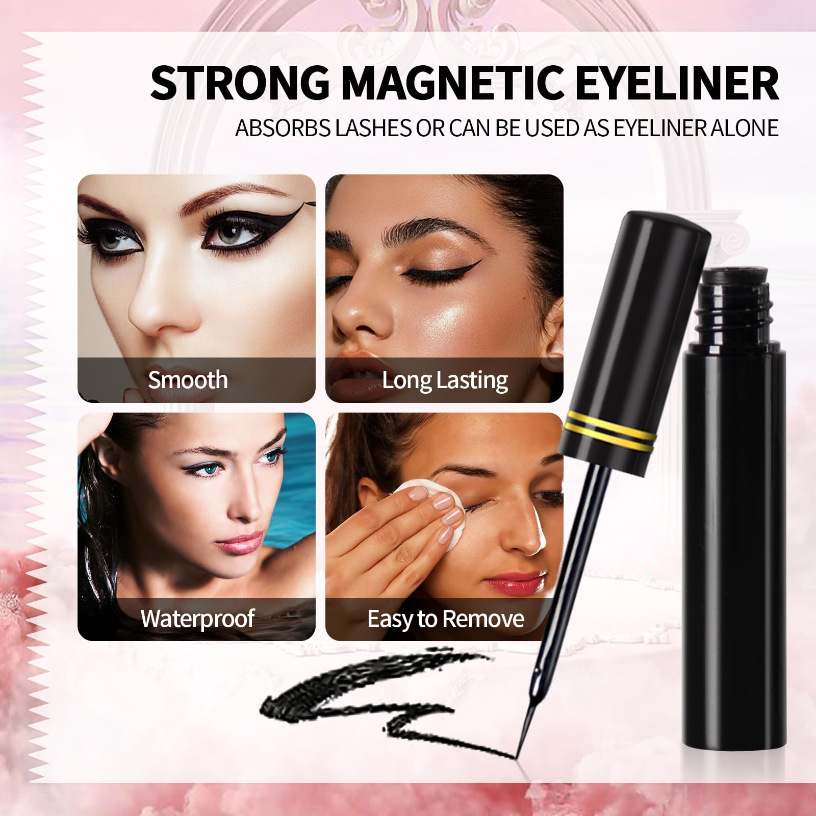 Magnetic Eyelashes Kit - Magnetic Lashes Natural Look From Natural to Gorgeous Styles, Reusable 3D Mink False Eyelashes with Magnetic Eyeliner and Tweezers Easy to Apply, No Glue Needed (12 Pairs)