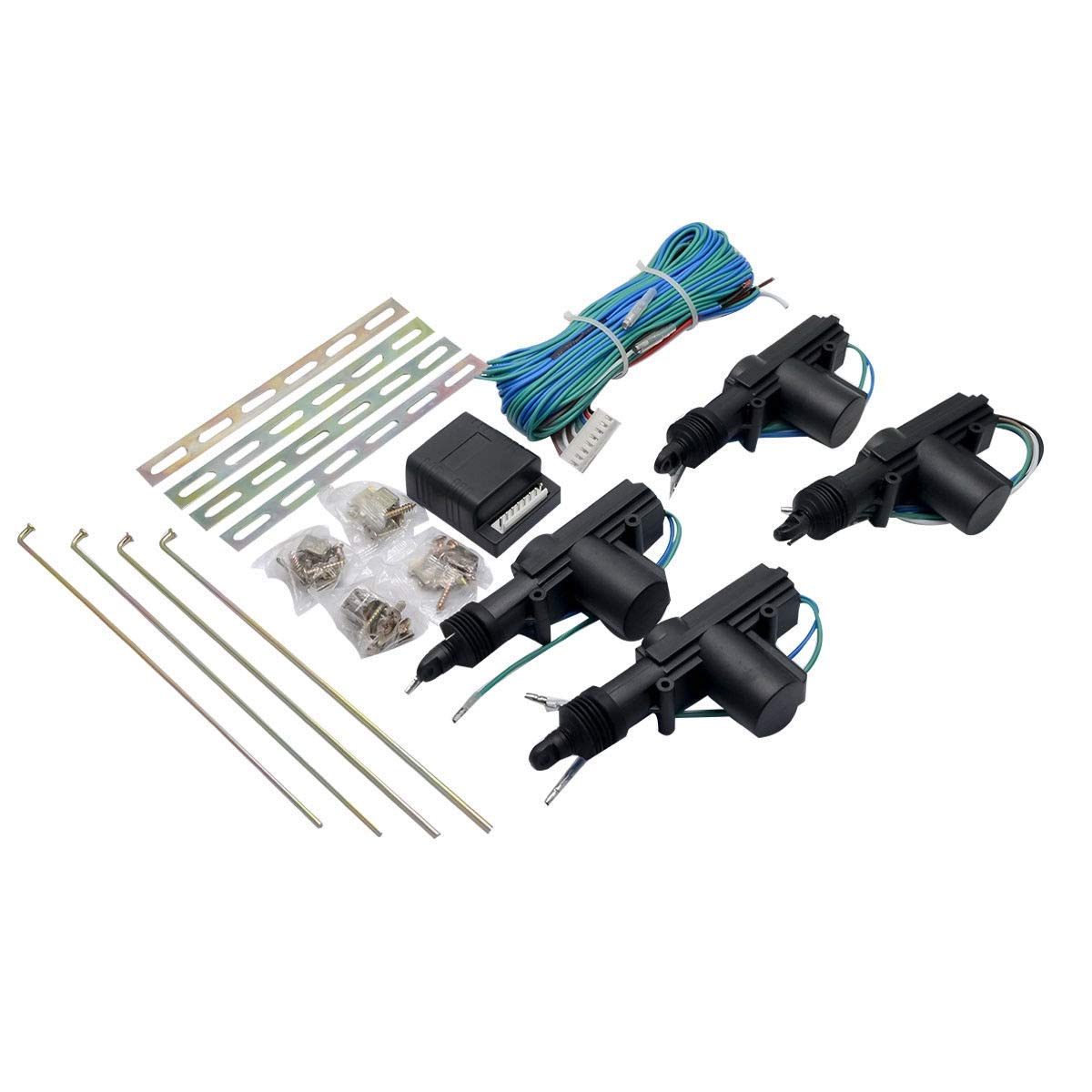 MACHSWON Car Remote Central Locking Kit, 4 Door Keyless Entry System + Universal Shock Sensor Anti-Theft Alarm Immobilizer System for All Cars