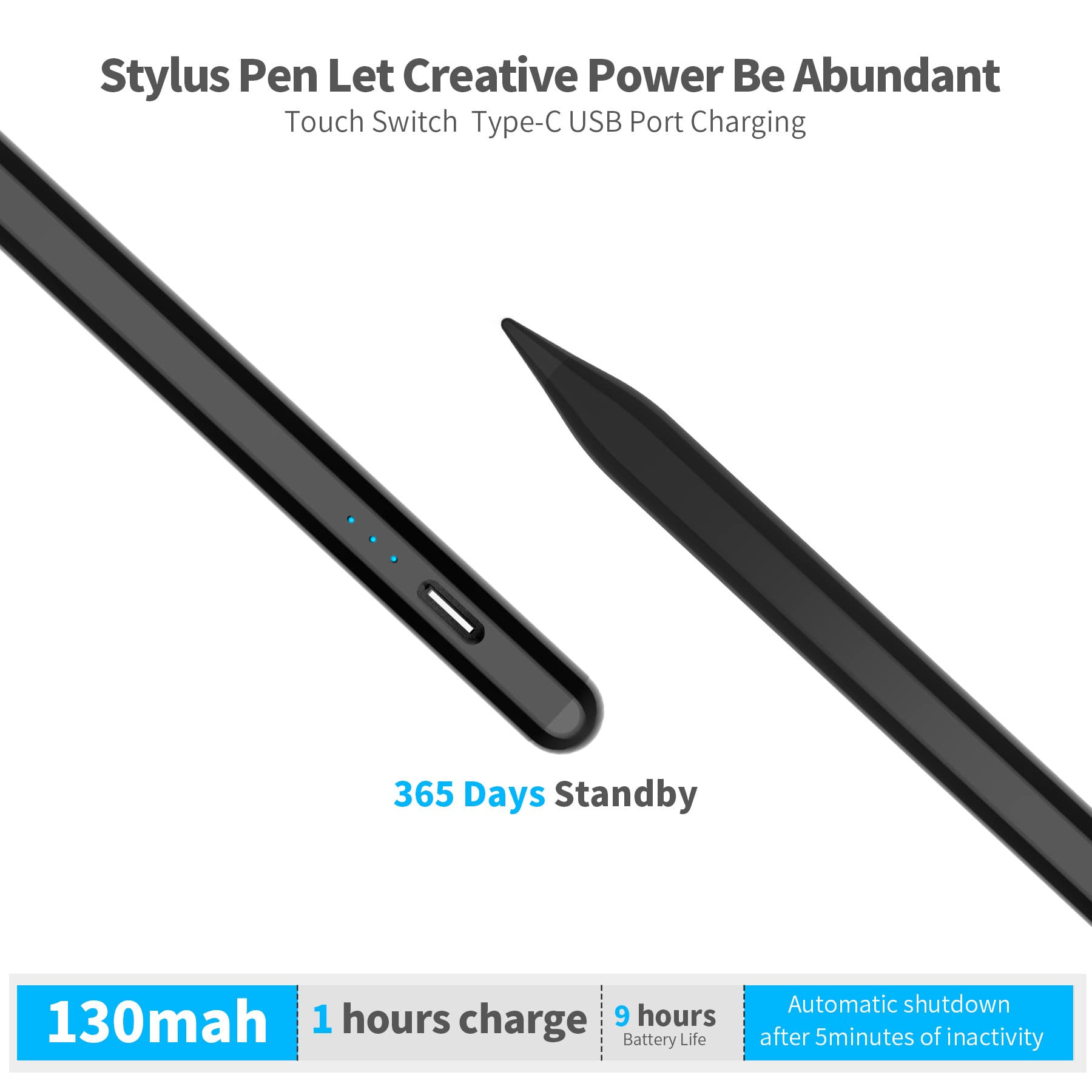Stylus Pen Compatible with Apple Pencil 2nd Generation, iPad Air 4th/5th, iPad Mini 5th/6th, iPad Tablets, iPad Pro 11/12.9-inch (2018-2022), Palm Rejection, Tilt, Magnetic Adsorption, Power Display