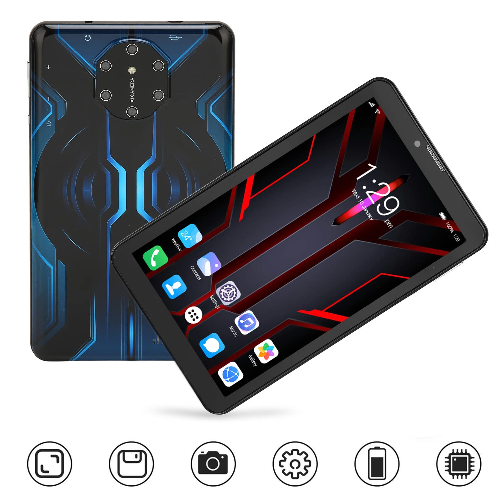 Tablet PC, for 10 Blue Dual Camera Kids Tablet 4GB 32GB 6000mAh Battery MT6592 8 Cores CPU for Painting US Plug