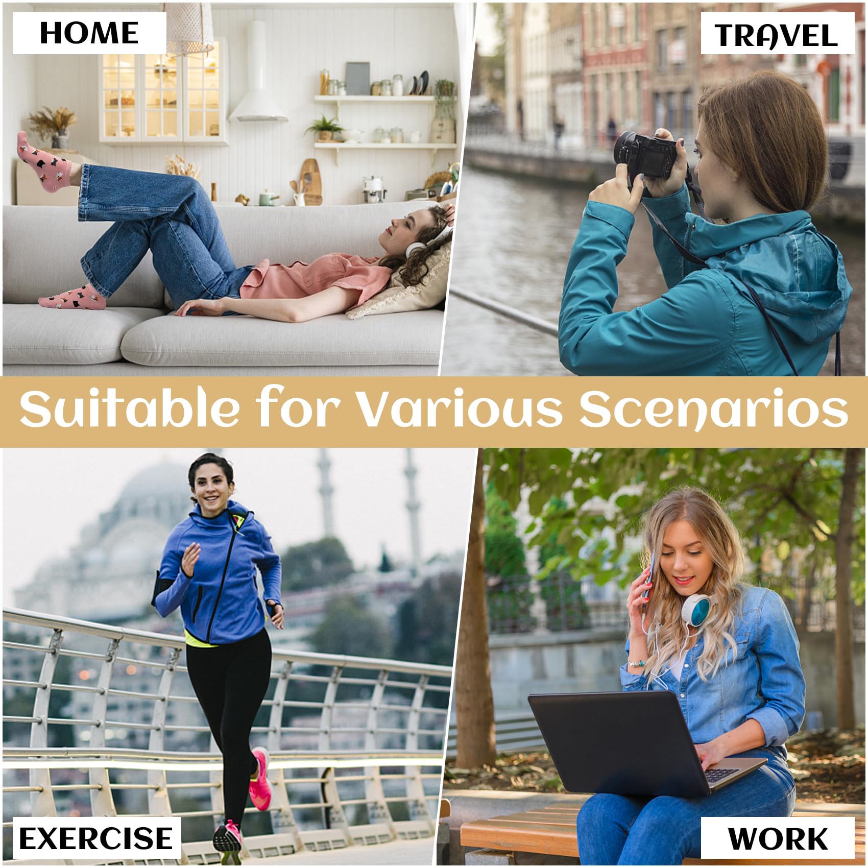 Justay 5 Pairs Womens Cute Cat Socks Novelty Funny Cat Claw Socks Animal Fun Ankle Socks
