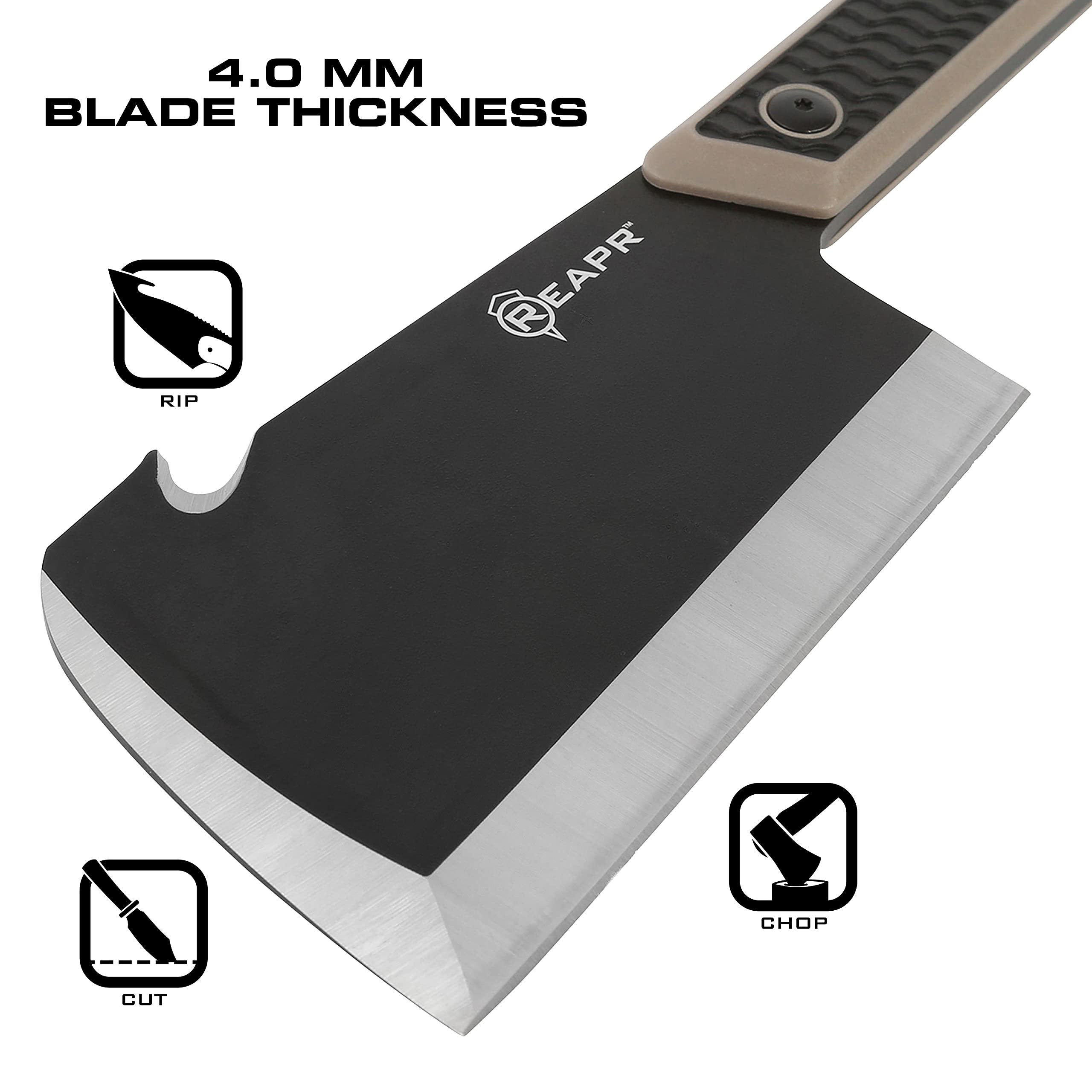 Reapr 11016 Versa Cleavr, Cleaver Knife for Meat Cutting, Vegetable Cleaver Knife, Tactical Hatchet, Survival Knife With Sheath, Camping Machete
