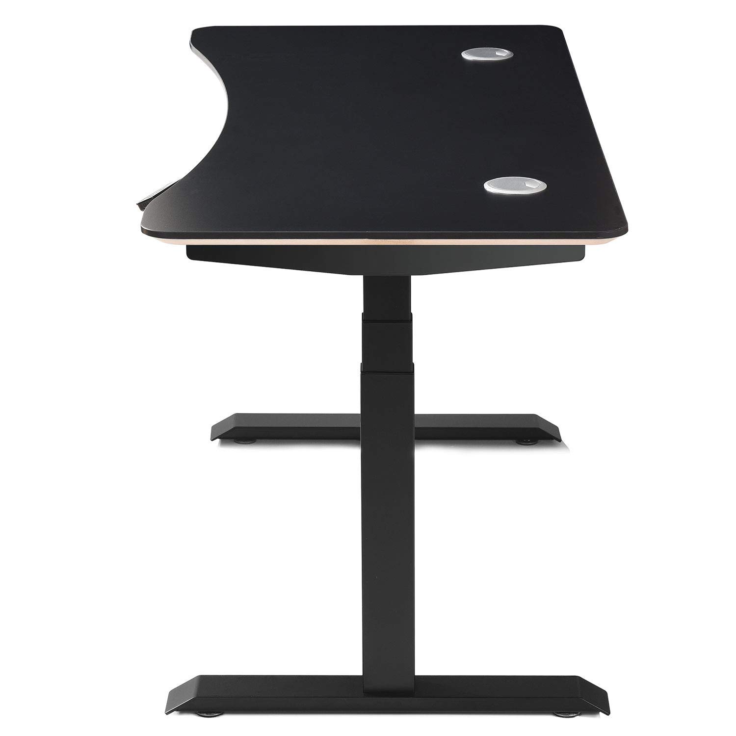 Lifease Height Adjustable Desk Electric Standing Desk Home Office Desk Dual Motor with Arc Desktop 4 Memory Setting (Black Frame+Black Desktop)