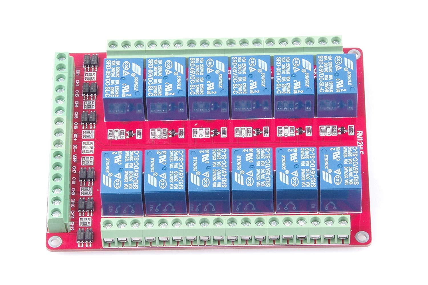 LIVISN DC 5V 12 Channel 10A Relay Module Bidirectional Optocoupler Isolation High Low Level Trigger for Arduino, PLC Equipment, Industrial Systems, Furniture Intelligent Control, Development Test