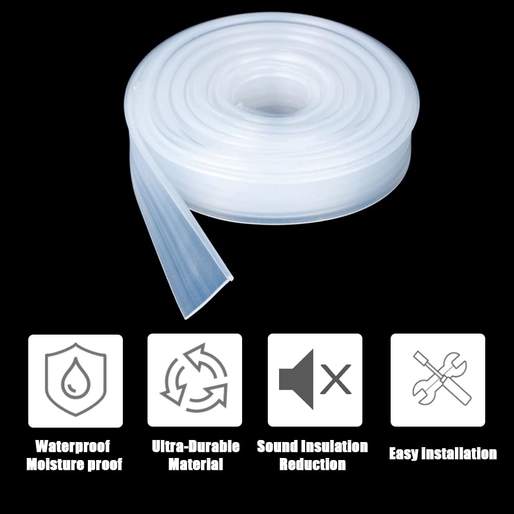 Shower Door Bottom Seal Strip Replacement Shower Bottom Waterproof Door Rubber Sweep Trim Clear Seal for Home Bathroom Glass Shower Door, 108 Inch
