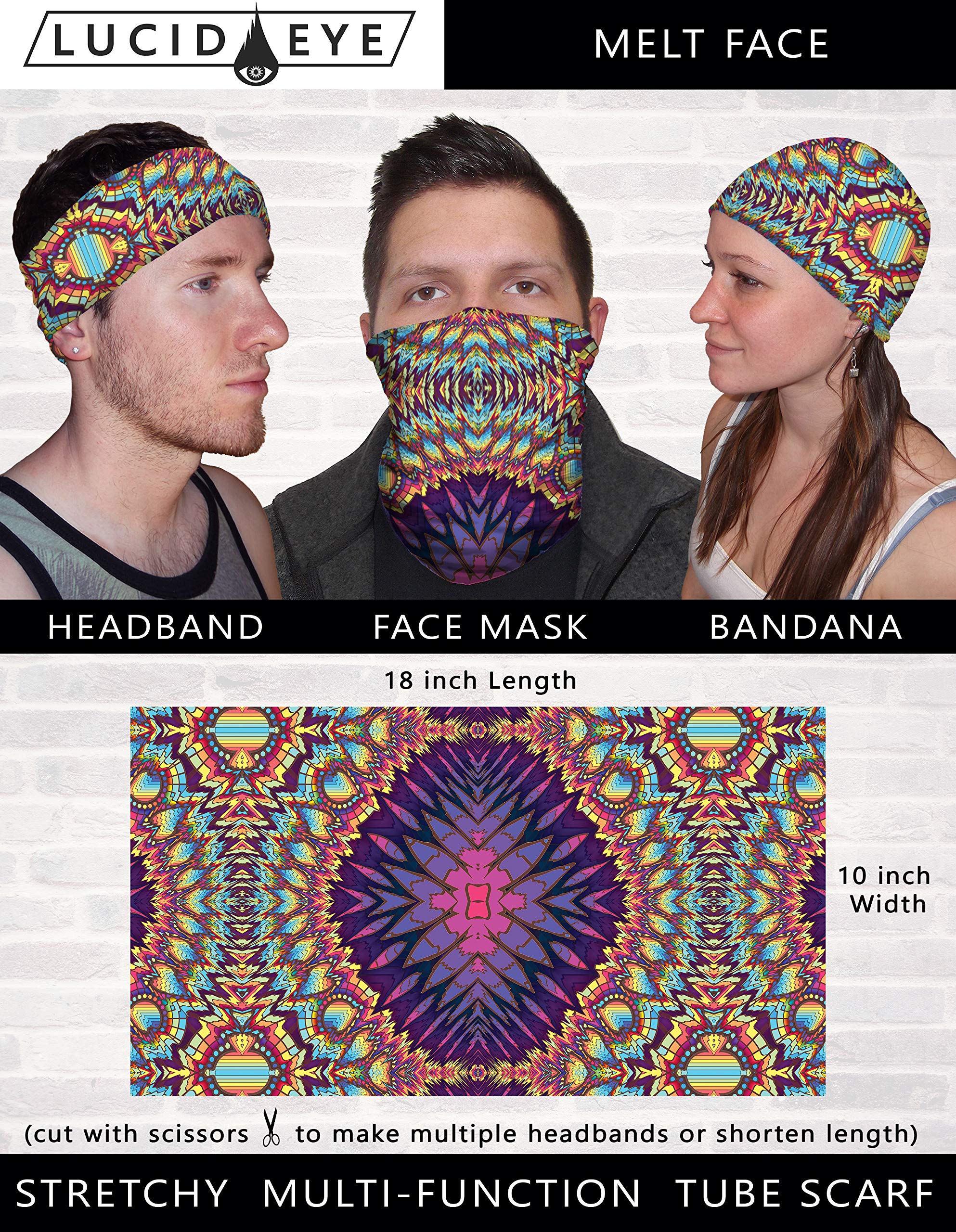 Lucid Eye Neck Gaiter Multipack 3PCS, Colorful Festival Series, Stretchy Tube Scarf