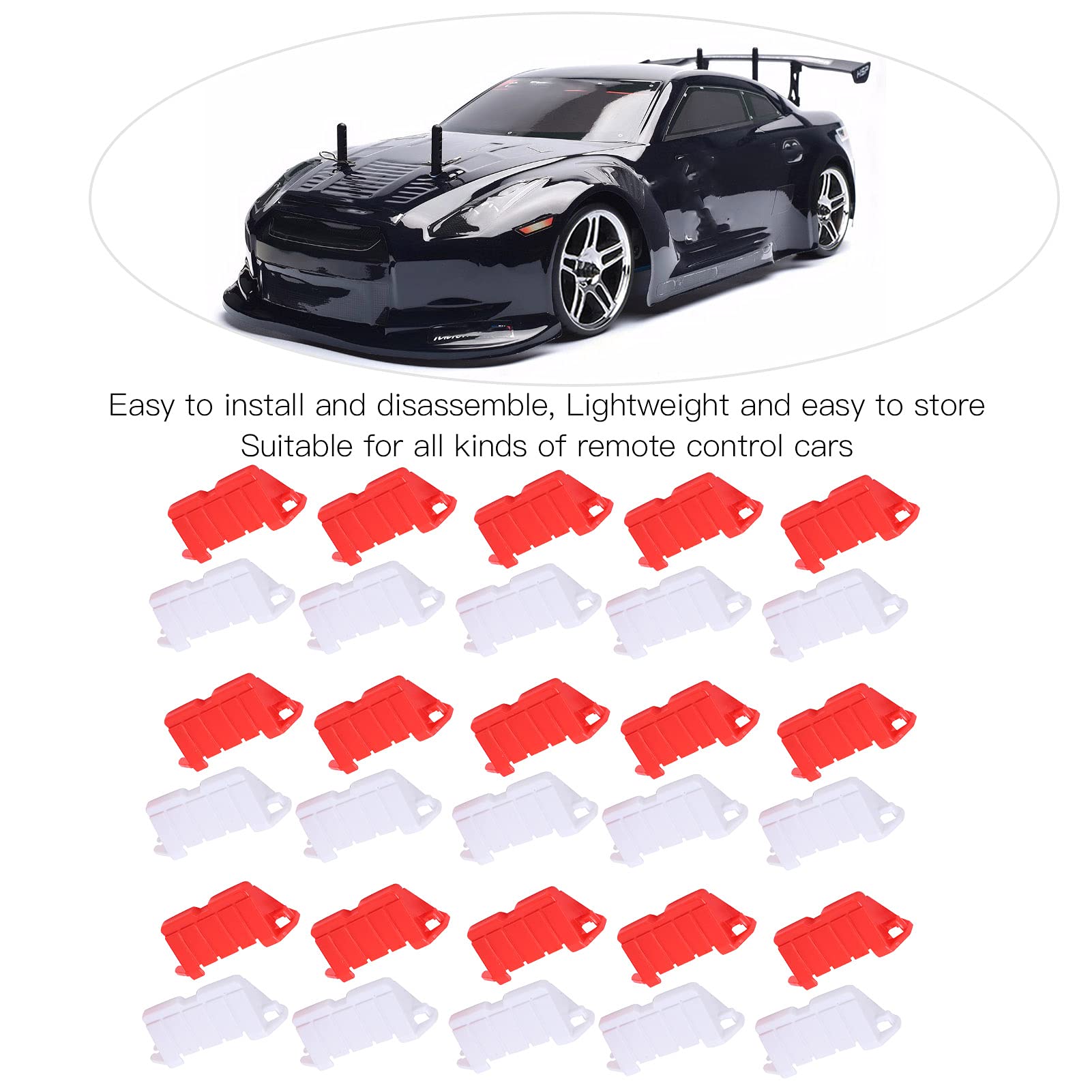 RC Roadblocks, 30Pcs RC Roadblocks Plastic Universal Drift Race Road Barriers Remote Control Car Accessories RC Crawler Accessory