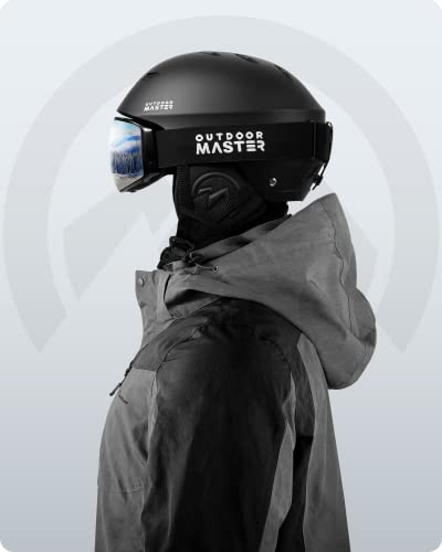 OutdoorMaster Wide View Ski Goggles Horizon - Frameless Snowboard Goggles with Interchangeable Magnetic Lens Snow Goggles for Men & Women - Blackframe Silver Lens