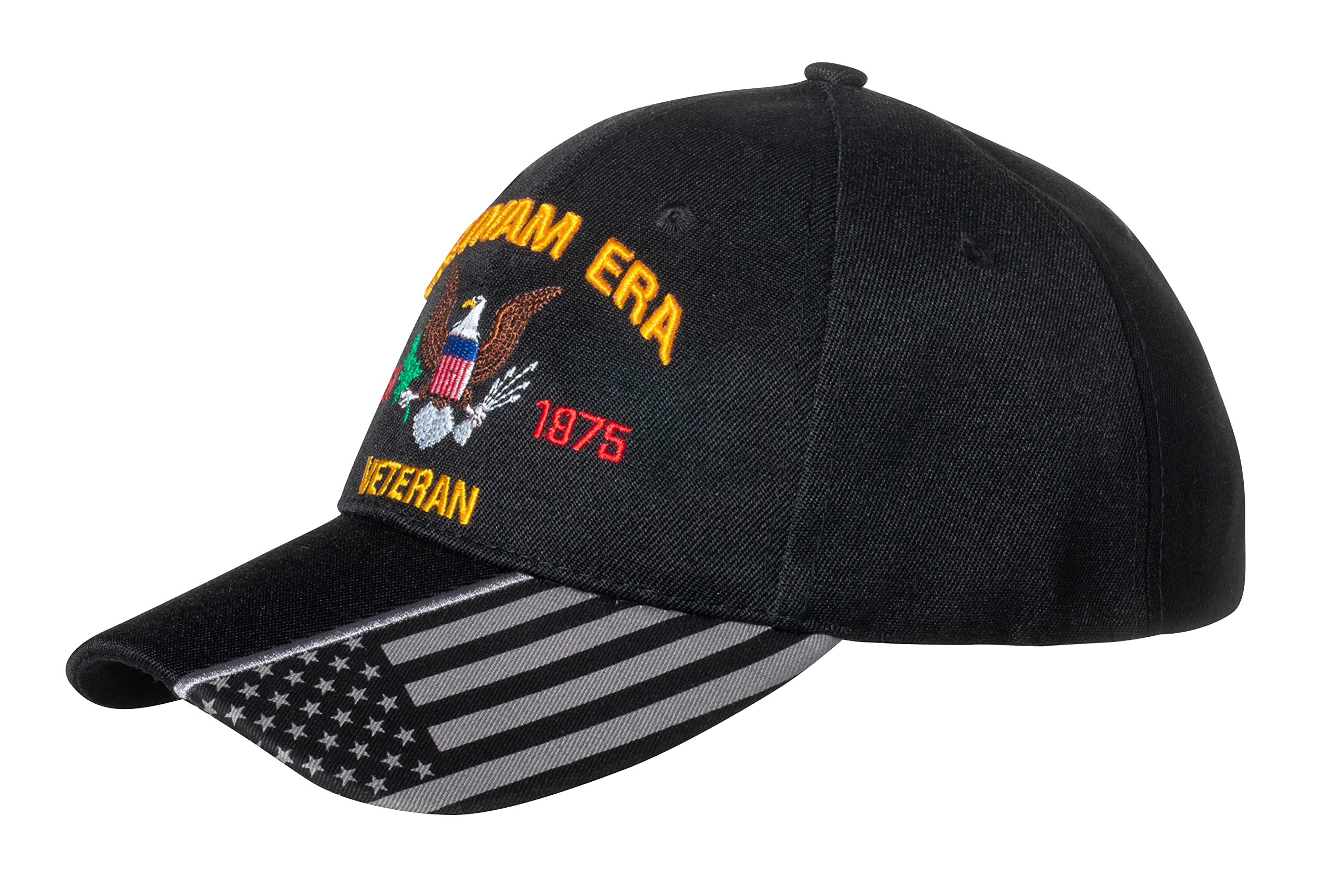 United States Military Vietnam Era Veteran 1960-1975 Embroidered Adjustable Baseball Cap Black