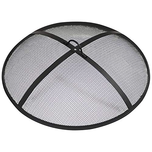 Sunnydaze Heavy-Duty Steel Mesh Fire Pit Spark Screen with Handle - 24-Inch Diameter