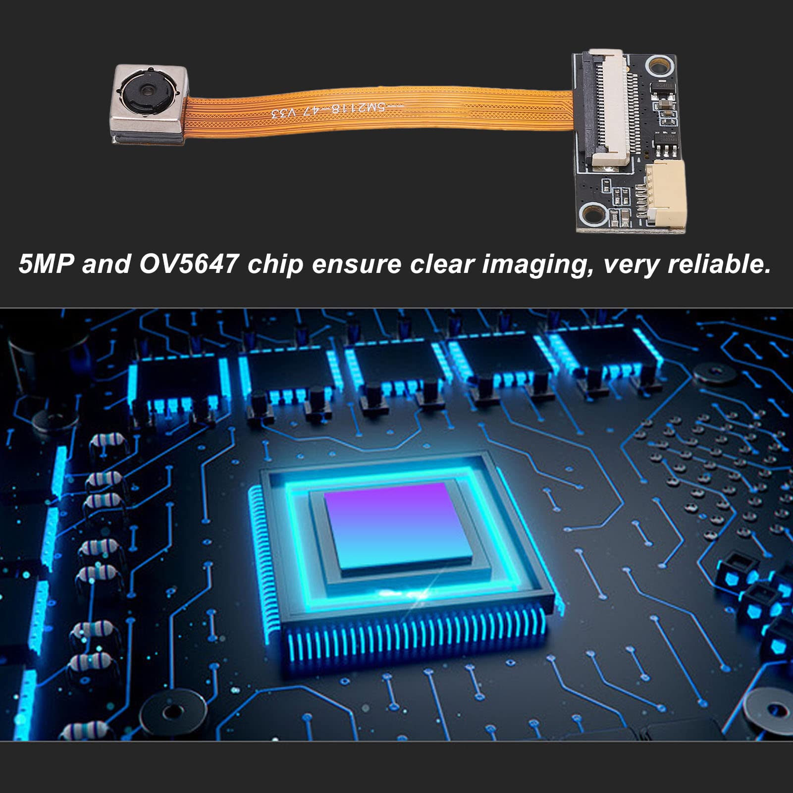 USB Camera Module, 5Mp USB Autofocus Free Driver 76 ° Wide Angle OV5647 Chip Board Industrial Component