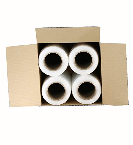 PackageZoom 4 Rolls 15" x 1500 Ft Stretch Wrap Heavy Duty, 55 Gauge High Performance Stretch Film Replaces 80 Gauge Low Films, Clear Hand Stretch Wrap