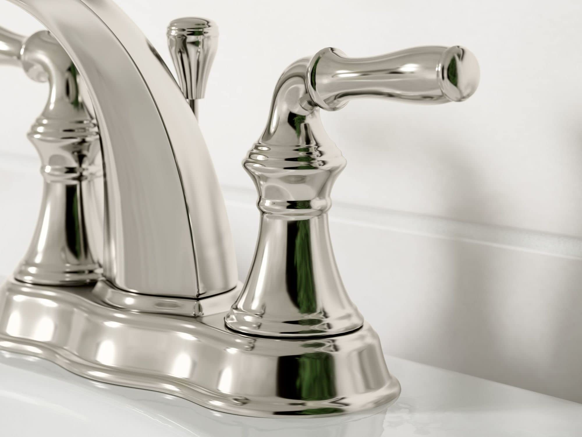 KOHLER 393-N4-BN Devonshire Centerset Bathroom Faucet with Pop-Up Drain Assembly, 2-Handle Bathroom Sink Fuacet, 1.2 GPM, Vibrant Brushed Nickel