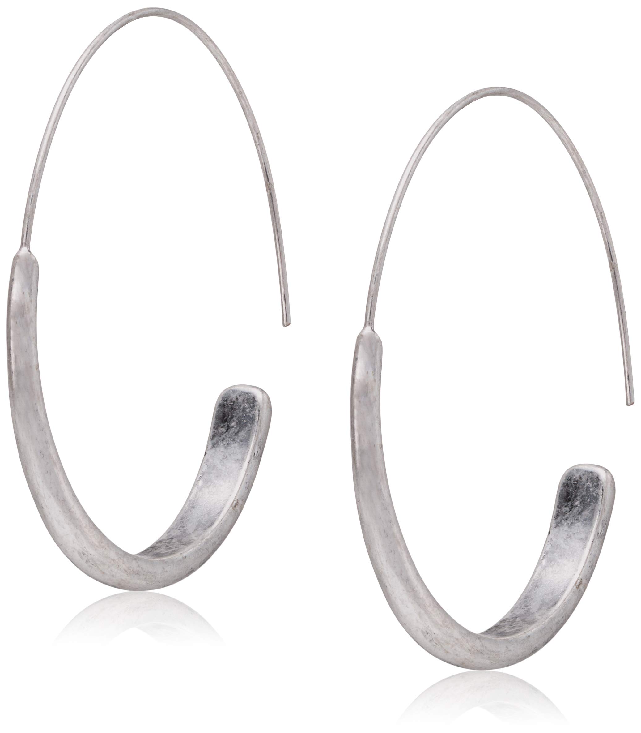 Lucky Brand Women's Brushed Silver Modern Hoop Earrings, One Size