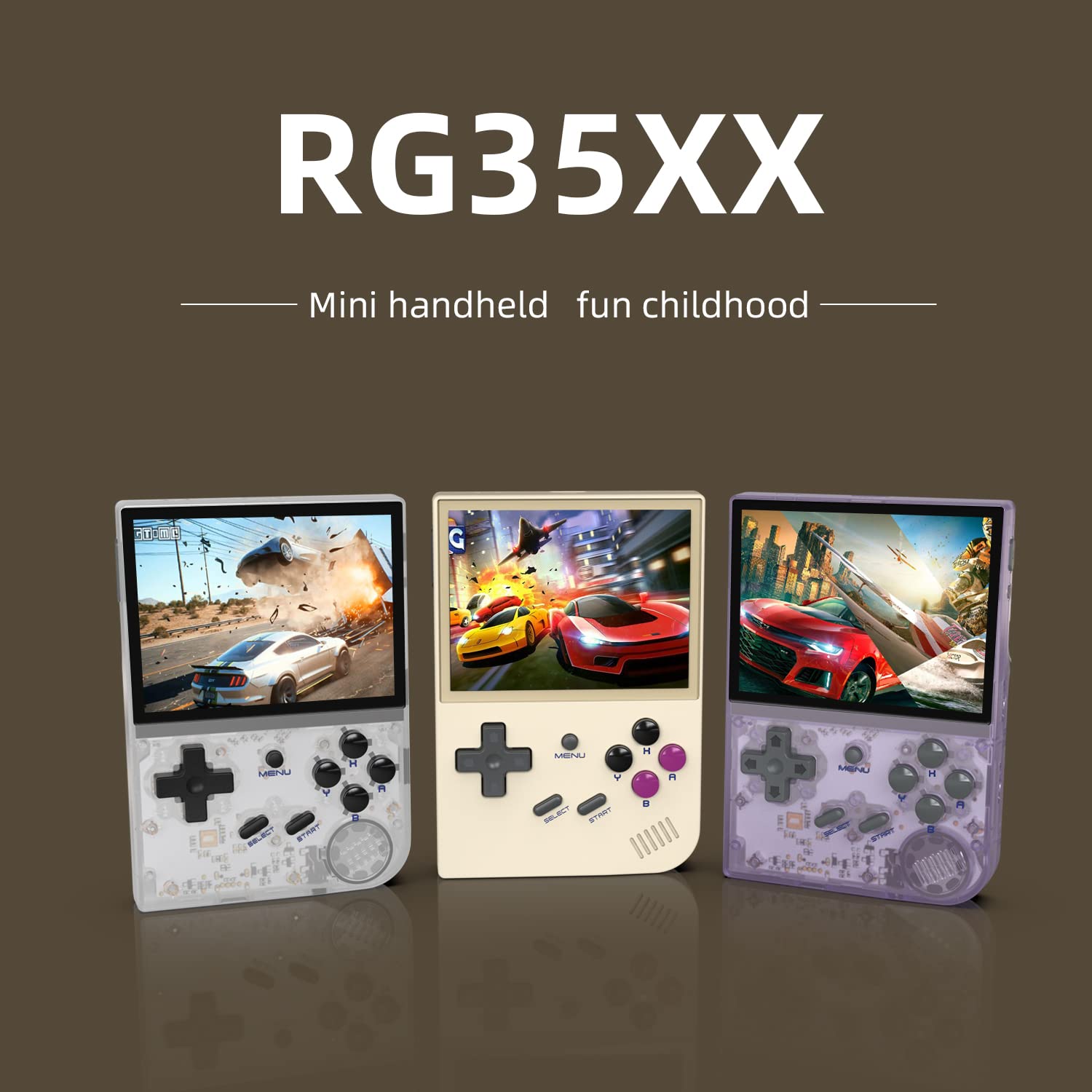RG35XX Handheld Game Console Support Linux, HDMI and TV Output 3.5 Inch IPS Screen 64G TF Card 5474 Classic Games 2100mAh Battery ( (RG35XX-Grey)