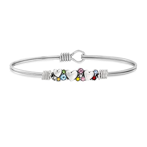 Luca + Danni Heart Medley Bangle Bracelet In Rainbow For Women - Brass Tone Regular Size Made in USA