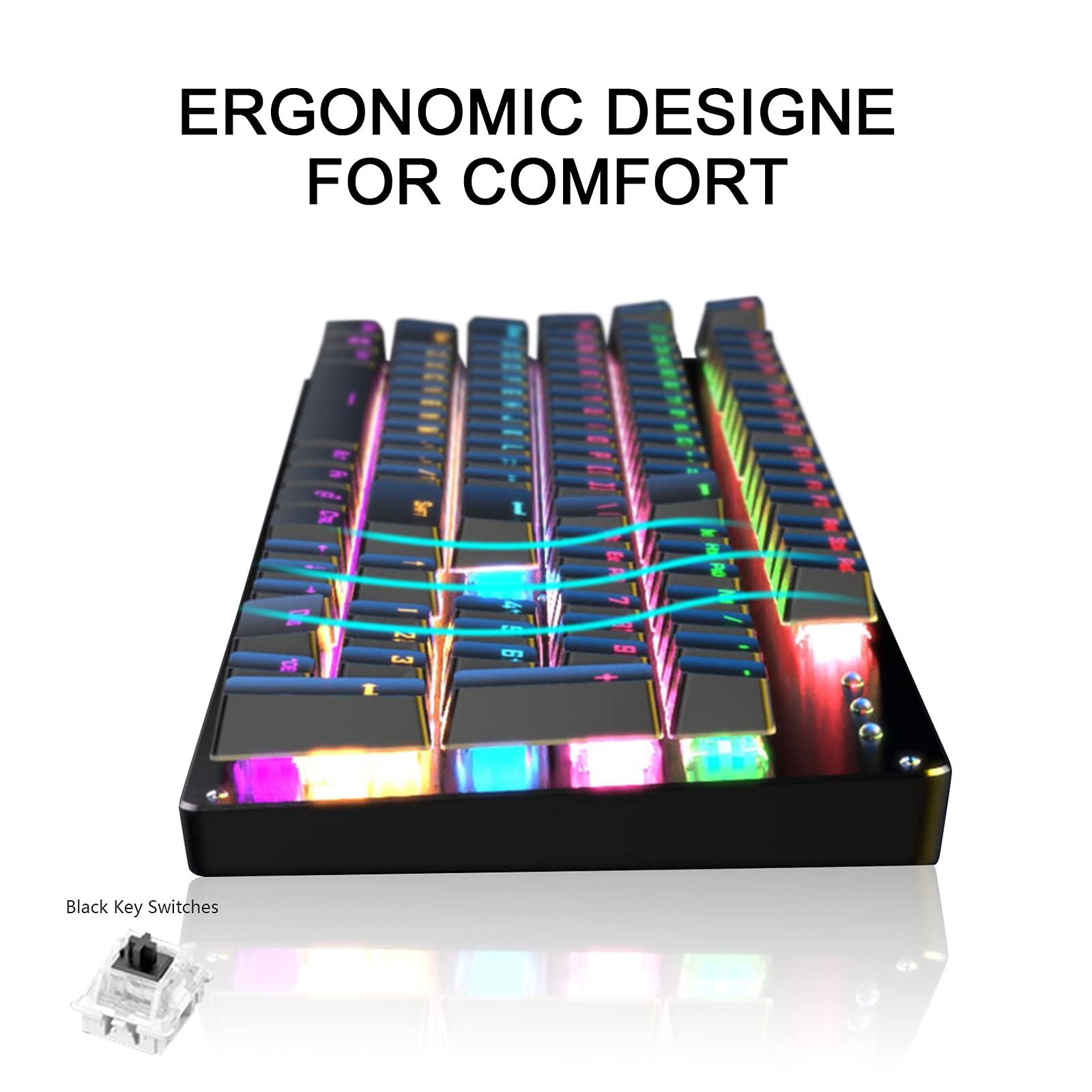 MiliPow Mechanical Gaming Keyboard, RGB104 Keys Rainbow LED Backlit Keyboard with Black Switches, Adjustable Tilt Legs/Durable Keycaps/Anti-Ghosting USB Wired Mechanical Keyboard for PC Mac Xbox Gamer