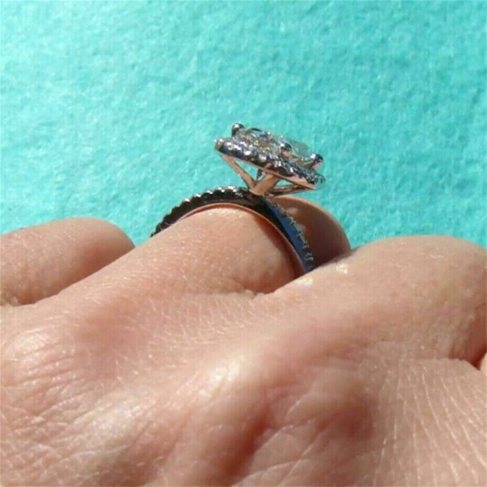 Oval Diamond Ring for Women, The Star Gazing Ring, Shaped Ring,Inlaid Zircon Female Engagement &Wedding, 9