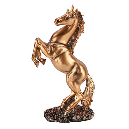 Liyeehao Resin European Style Horse Standing Statue, Horse Statue Sculpture, Lucky Gifts Eco-Friendly for Office Decor for Home Decor(bs-021 Copper Color)